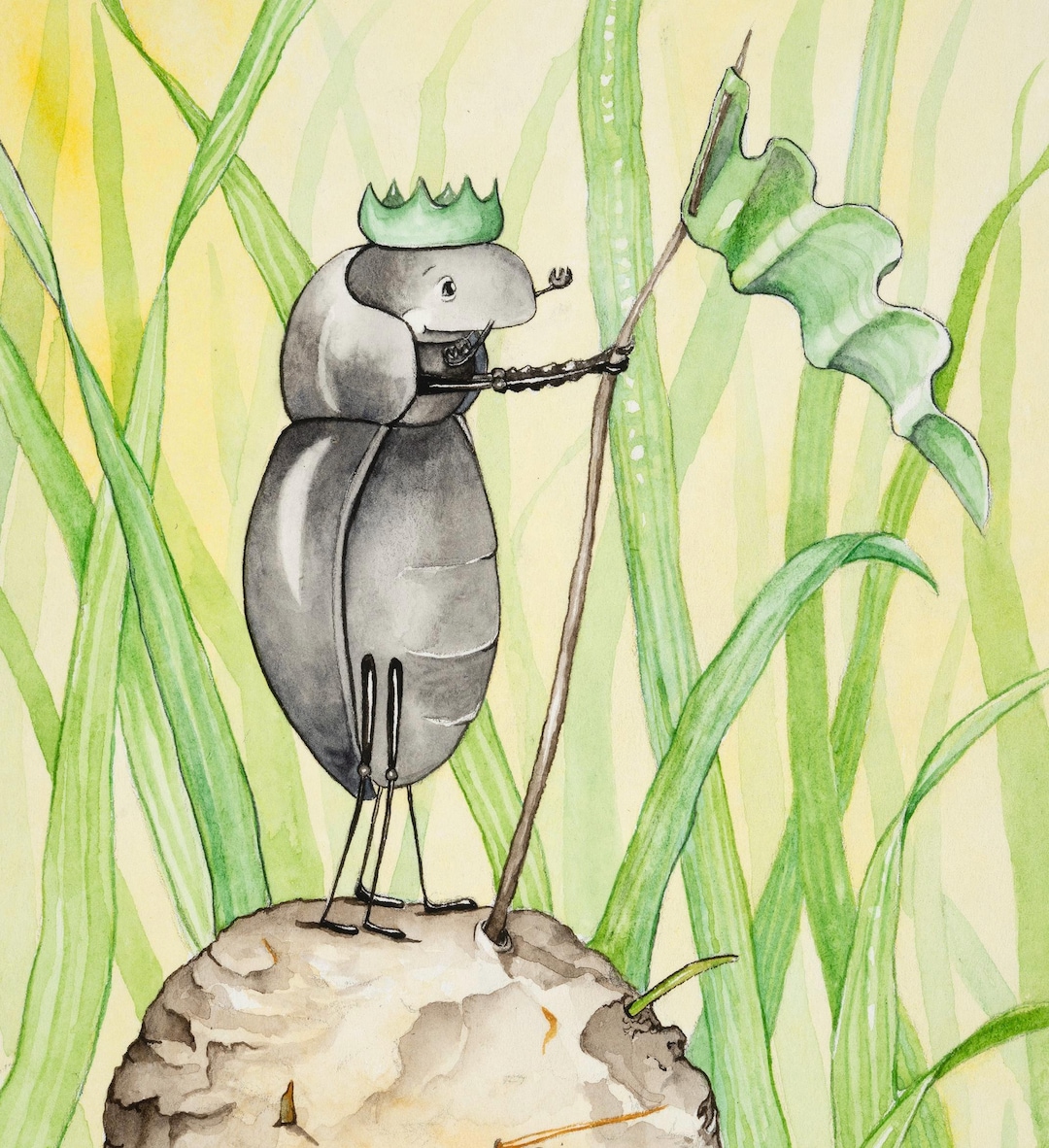 Dung Beetle of the Canthon Family With Poo, 5"x7" Notecard of My ...