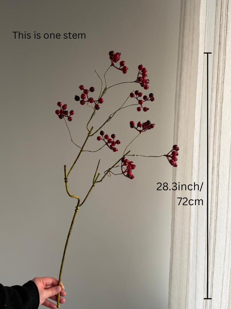 Faux Cranberry Branch, 29inch Fake Red Berry Stem,artificial Berry,faux ...