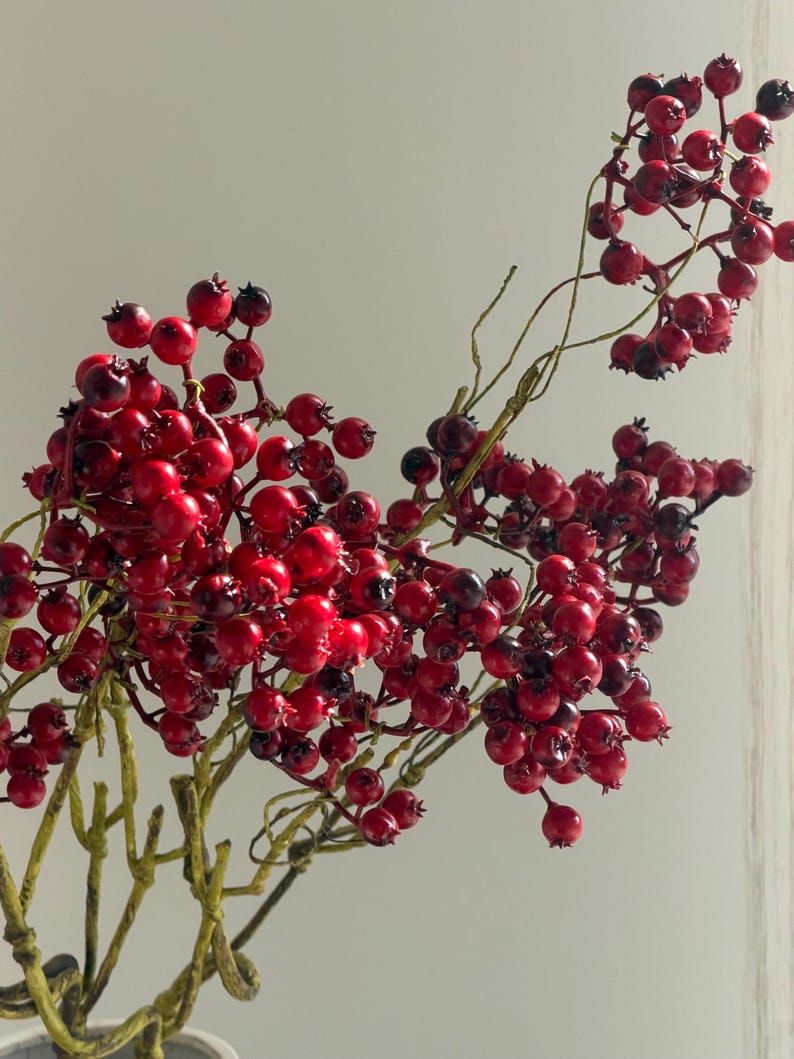 Faux Cranberry Branch, 29inch Fake Red Berry Stem,artificial Berry,faux ...