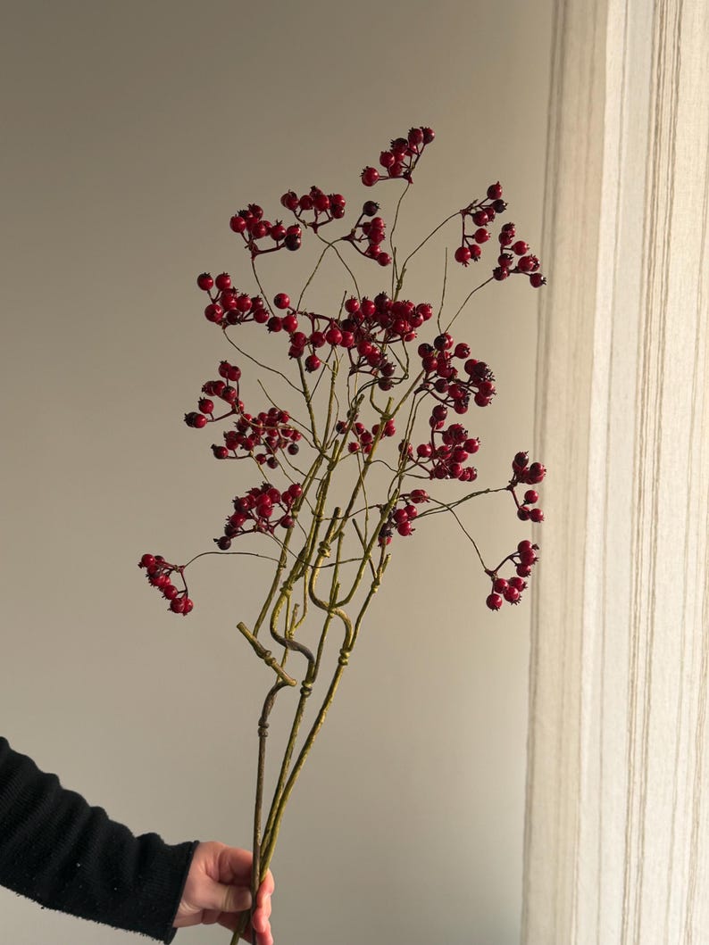 Faux Cranberry Branch, 29inch Fake Red Berry Stem,artificial Berry,faux ...