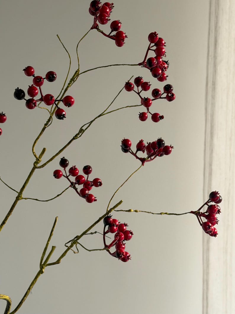 Faux Cranberry Branch, 29inch Fake Red Berry Stem,artificial Berry,faux ...