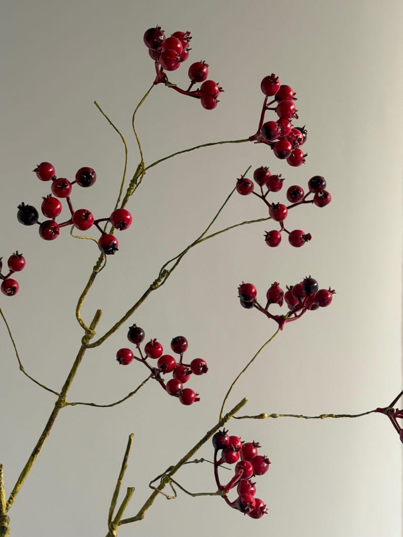 Faux Cranberry Branch, 29inch Fake Red Berry Stem,artificial Berry,faux ...