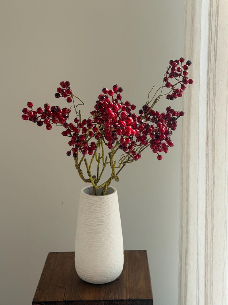 Faux Cranberry Branch, 29inch Fake Red Berry Stem,artificial Berry,faux ...