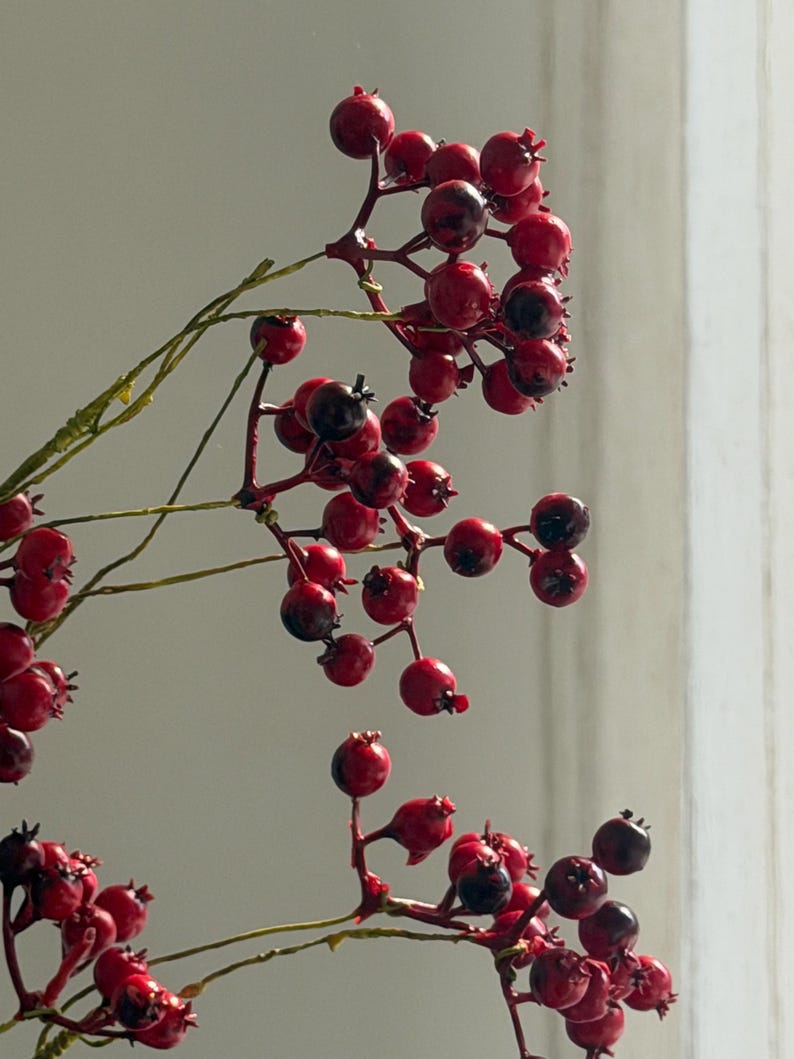 Faux Cranberry Branch, 29inch Fake Red Berry Stem,artificial Berry,faux ...