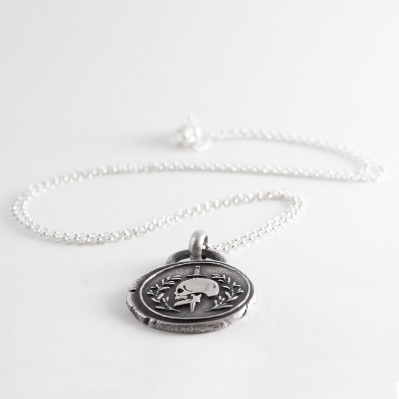 Fine Silver Skull & Dagger Rogue Inspired Magic Amulet Necklace ...