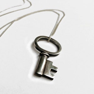 Sterling Silver Tiny Antique Key Charm Necklace - Etsy