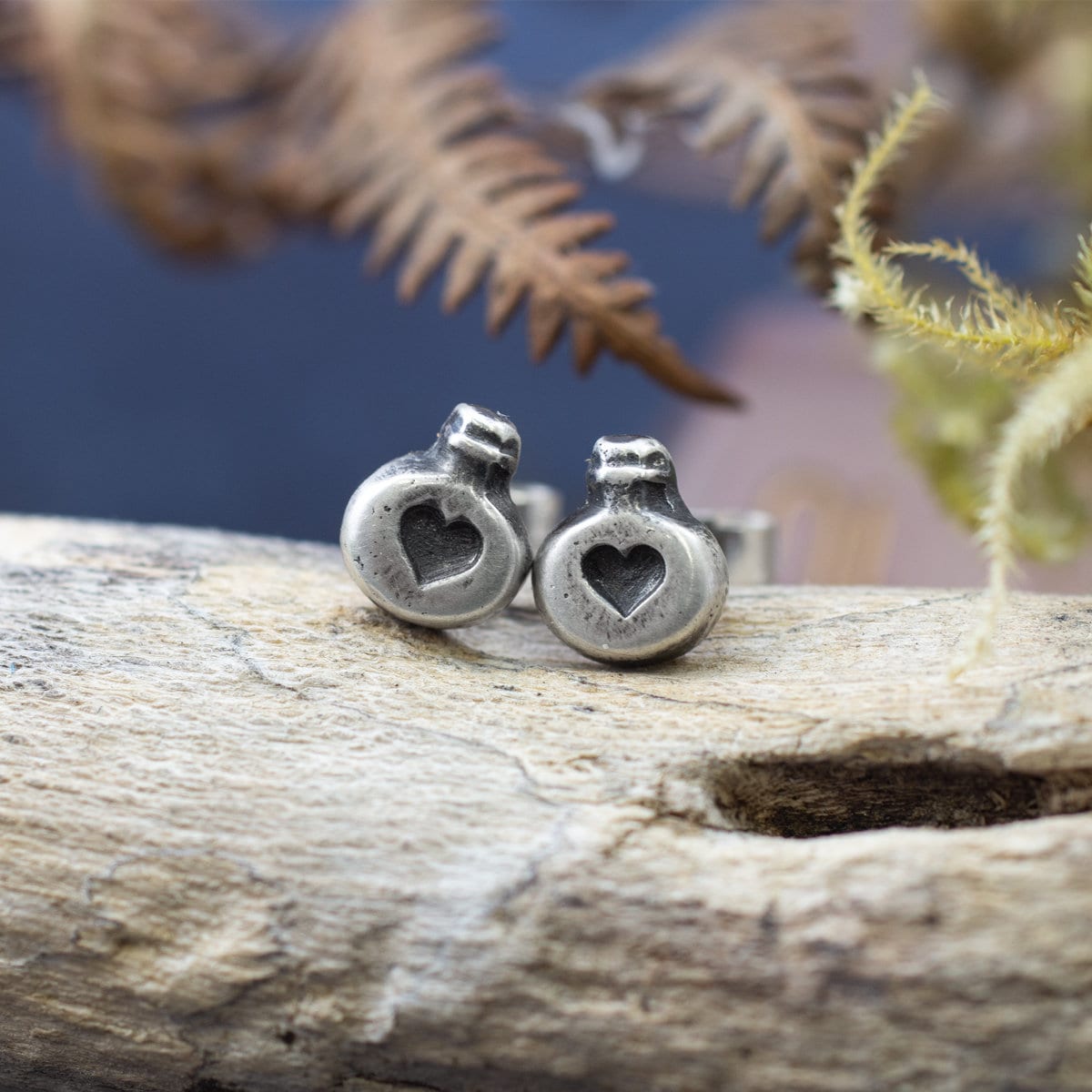 Magical Sterling Silver Potion Bottle Studs With Heart Detail - Perfect ...