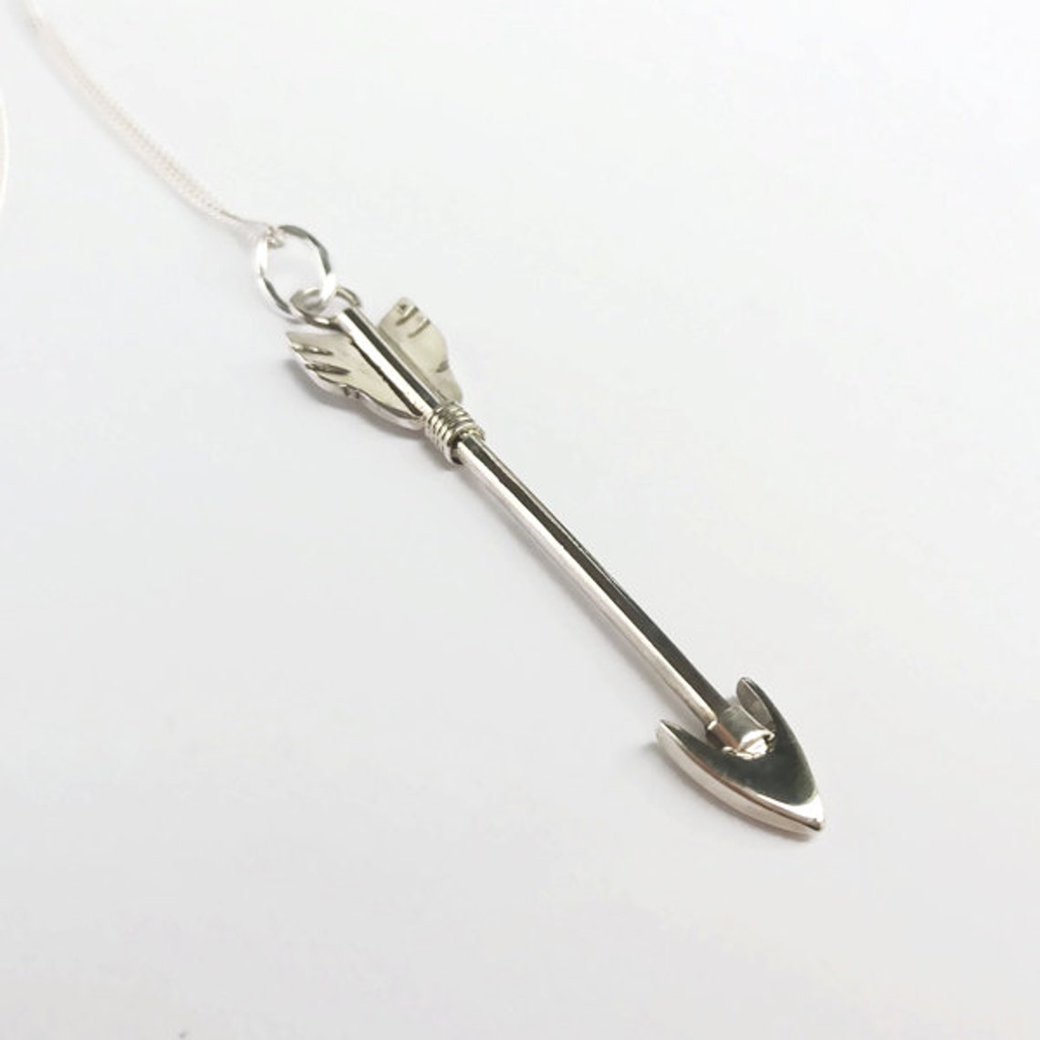 Sterling Silver Arrow Pendant Necklace - Etsy