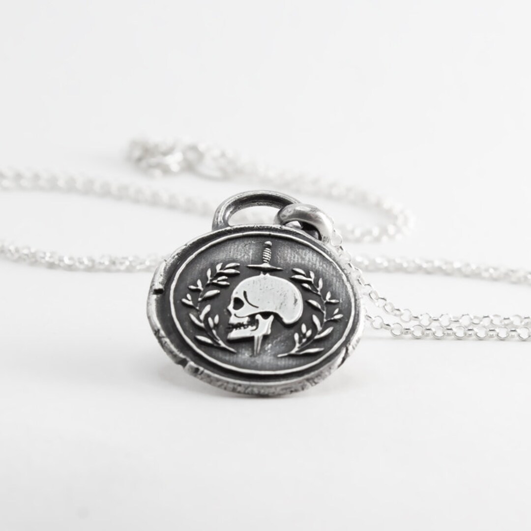Fine Silver Skull & Dagger Rogue Inspired Magic Amulet Necklace ...