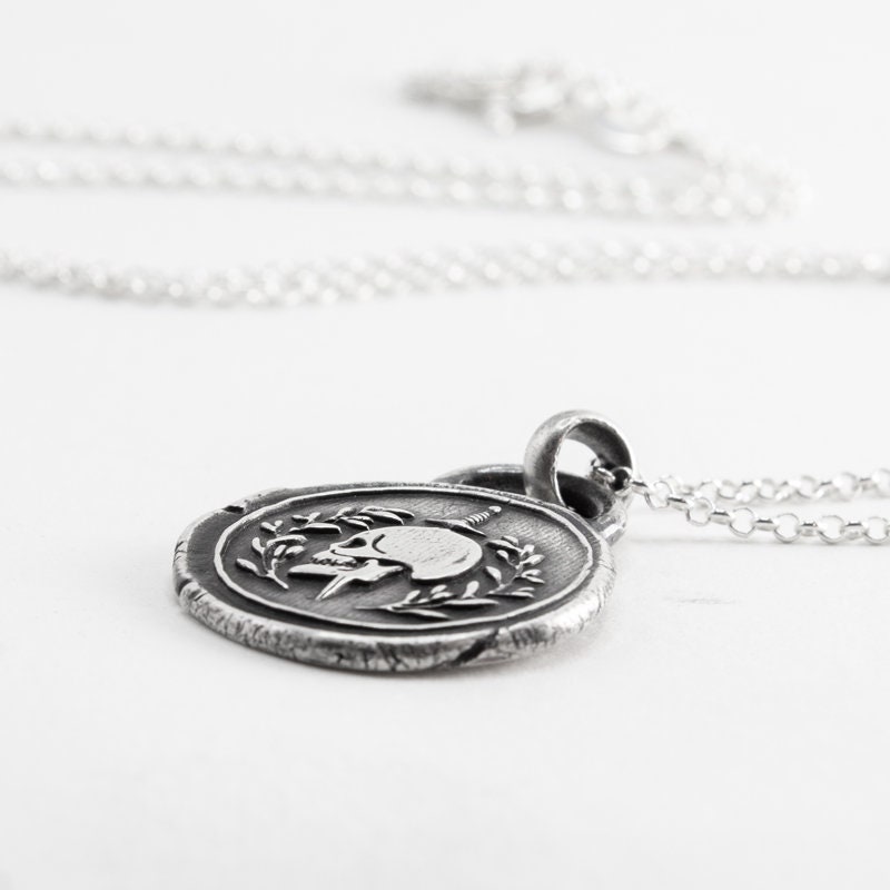 Fine Silver Skull & Dagger Rogue Inspired Magic Amulet Necklace ...