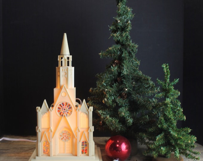 Vintage Raylite Plastic Church With Light and Music Box Playing Silent ...
