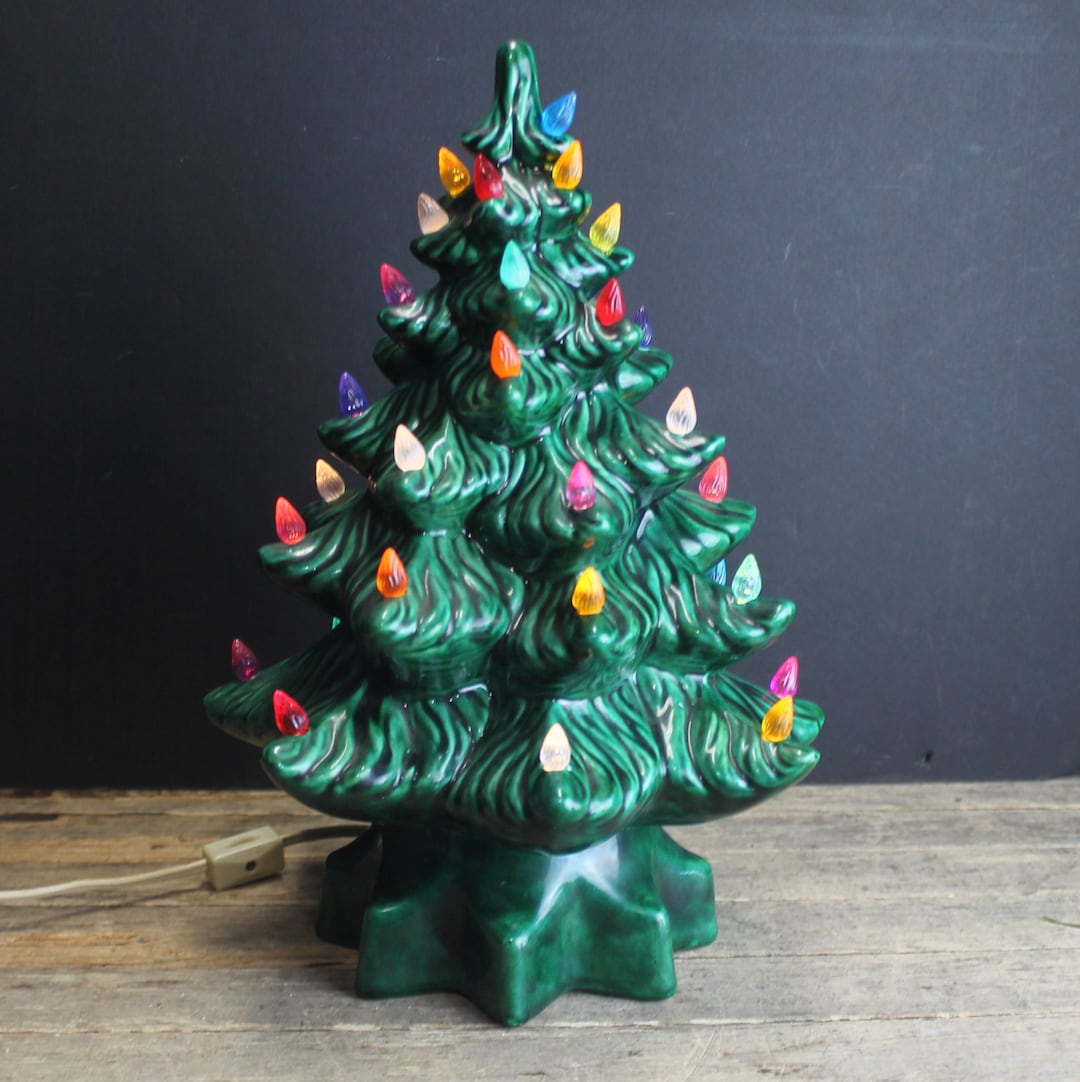 Vintage Lighted Ceramic Christmas Tree 13" Tall Multicolored Lights - Etsy