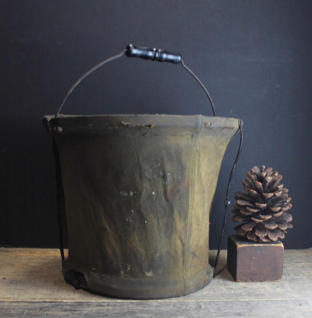 Vintage Scruffy Folding Canvas Bucket Camping Bucket Outdoors Man ...