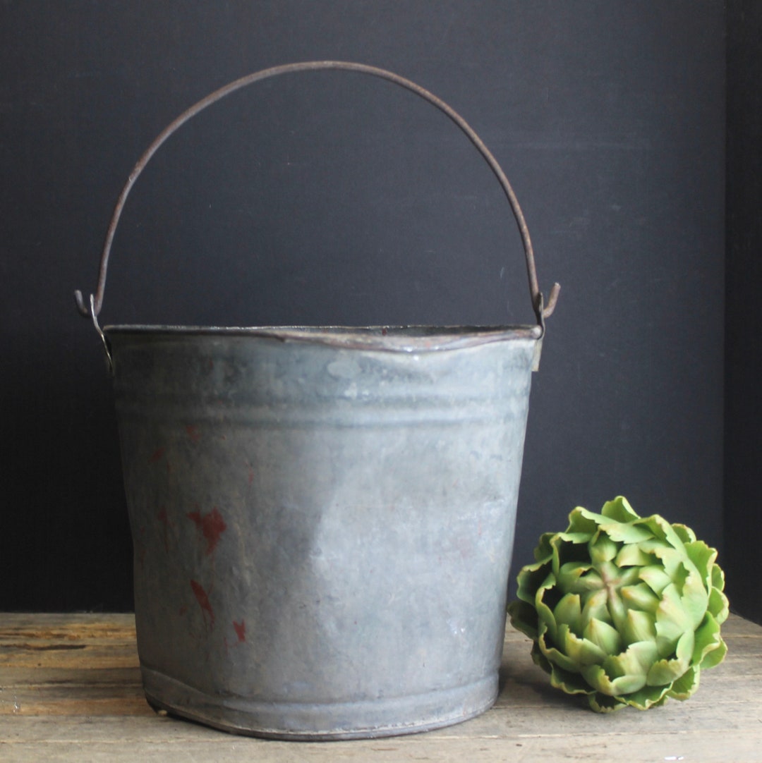 Rustic Scruffy Galvanized Farm Bucket Old Pail - Etsy