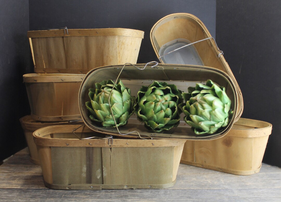 7 Vintage Balsa Wood Berry Baskets . Farmer's Market Baskets . Plant ...