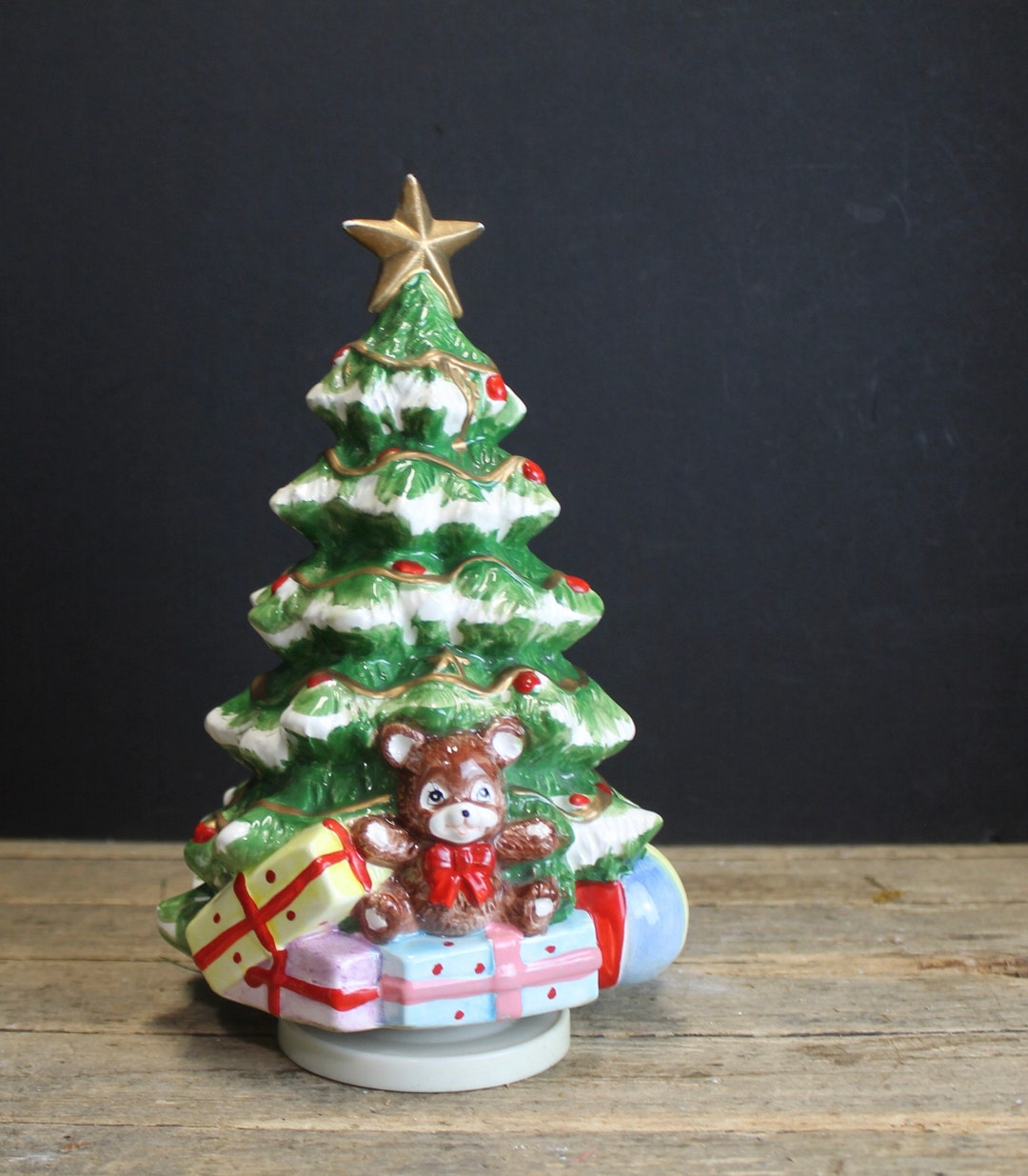 Vintage Ceramic Musical Christmas Tree With Gifts and Ornaments Plays ...