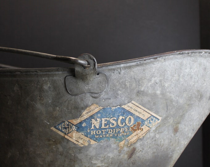 Vintage Nesco Galvanized Metal Ash Bin Coal Bucket Ash Bucket Fireplace ...