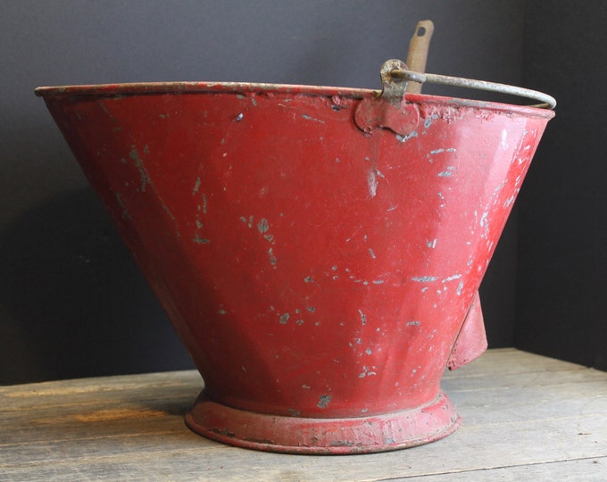 Vintage Red Metal Ash Can and Shovel // Coal Bucket // Boston Maine ...