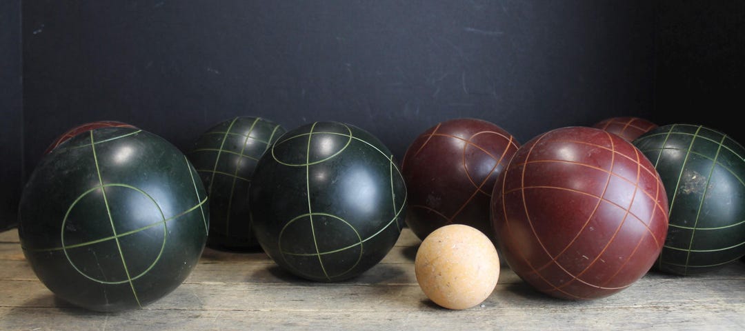 Vintage Italian Bocce Ball Set Maroon & Green Balls and Pallino With ...