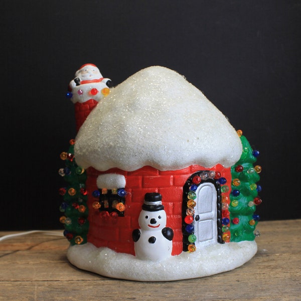 Ceramic Santa With Lights - Etsy