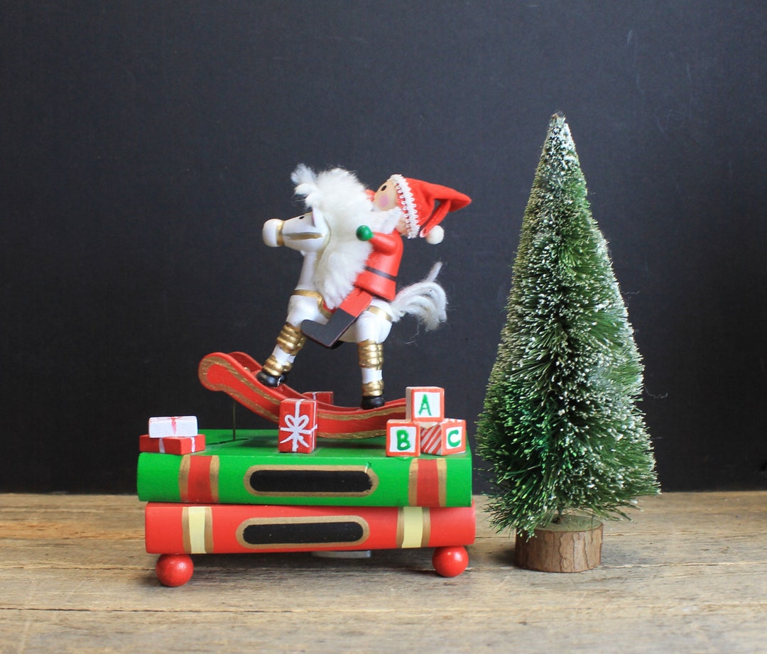 Vintage Santa Rocking Horse Music Box: Plays 'santa Claus is Coming to ...