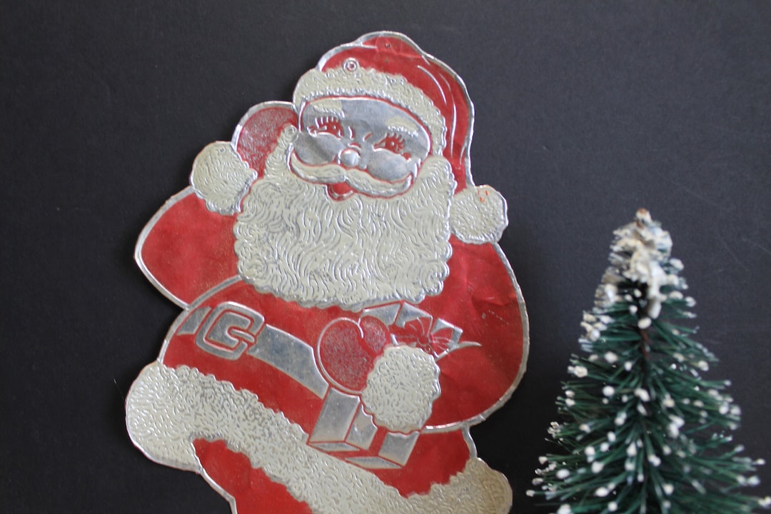 Hard to Find Vintage Foil Santa Wall Hanging Christmas Decor 10" - Etsy