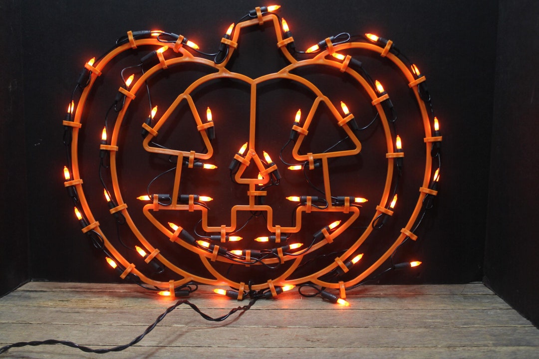 Vintage Lighted Silhouette Pumpkin Window Decor Retro Halloween - Etsy