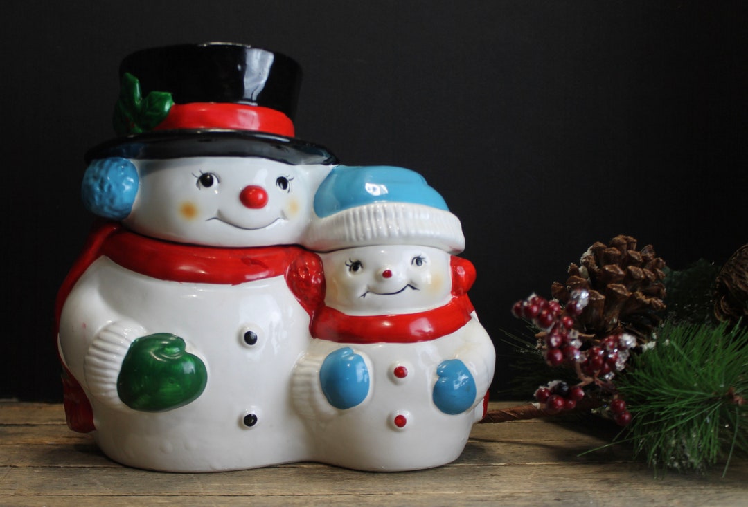 Vintage Ceramic Snowmen Cookie Jar Musical Plays Frosty the Snowman - Etsy