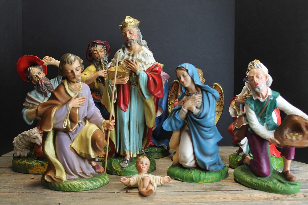 12 Rare 1950s Large Paper Mache Nativity Figurines Made in - Etsy