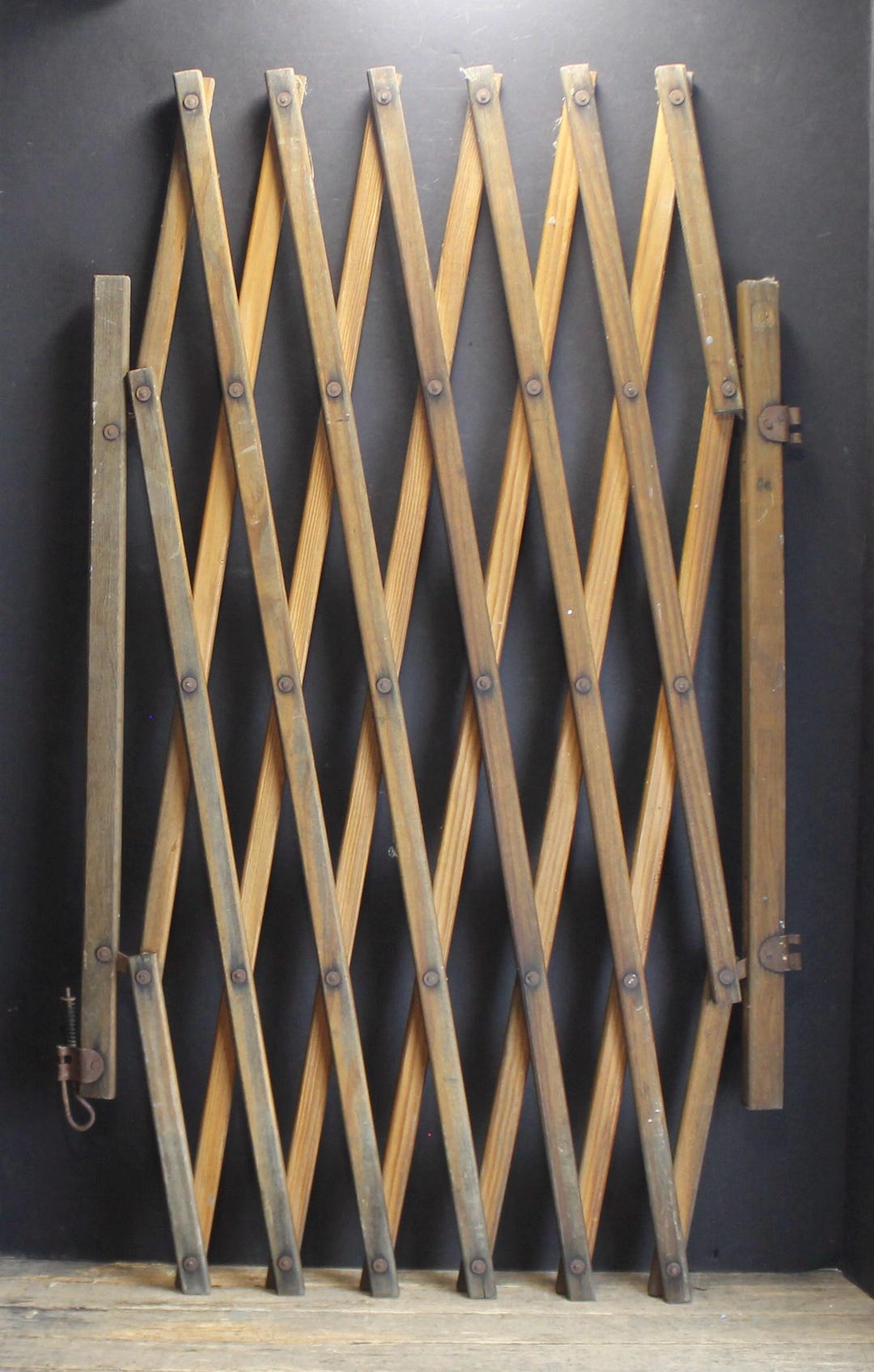 Antique Wooden Folding Gate Adjustable Accordion Wall Hanging ,picture ...