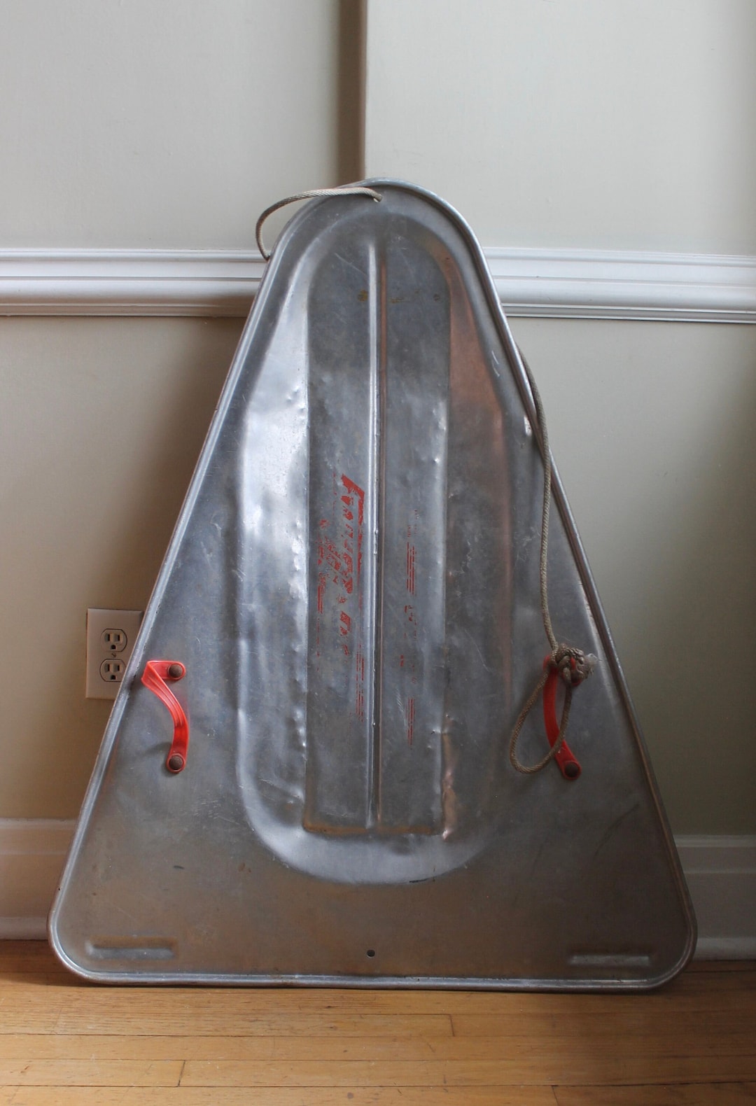 Cool Vintage Silver Aluminum Blazon Sno-wing Sled Retro Sled With Rope ...