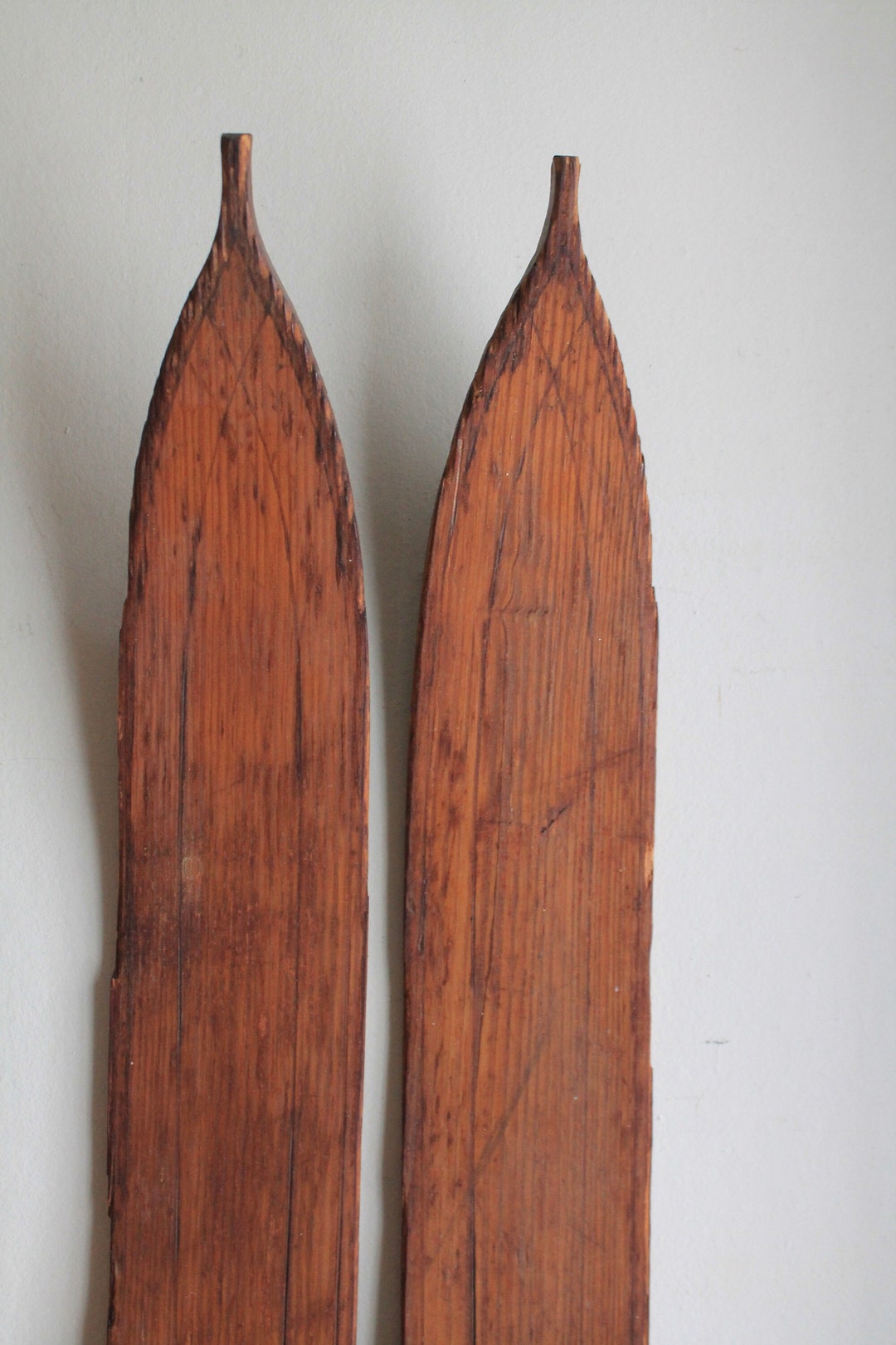 Antique Wood Northland Touring Skis Pointy Tips Cabin Decor 71 - Etsy