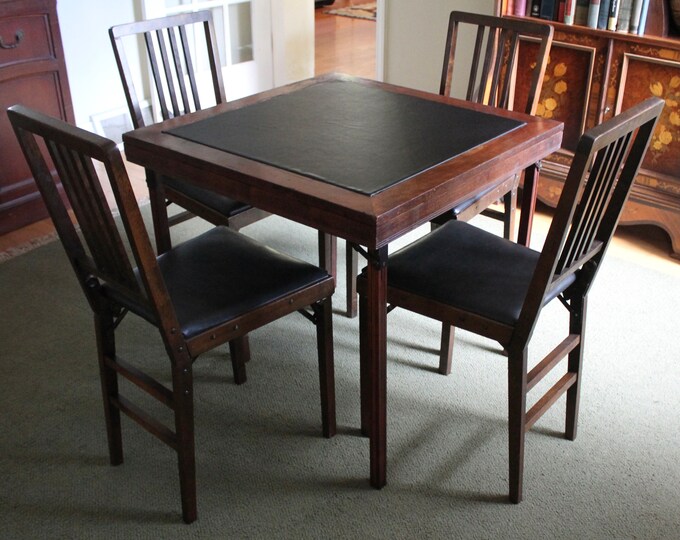 Vintage Leg-o-matic Table and 4 Folding Chairs // Wood // Airstream ...