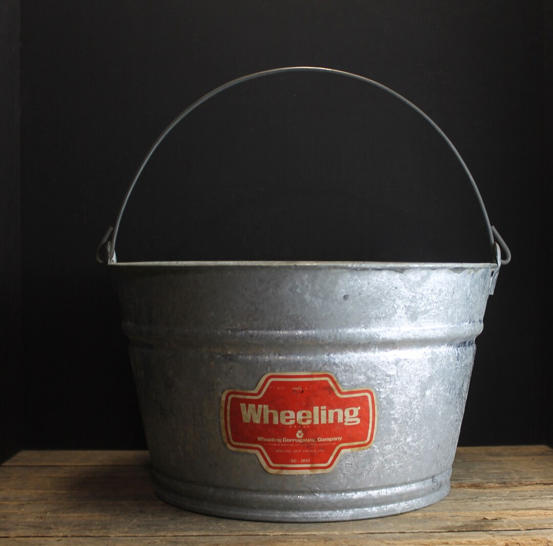 Vintage Wheeling Galvanized a Bucket With Handle - Etsy