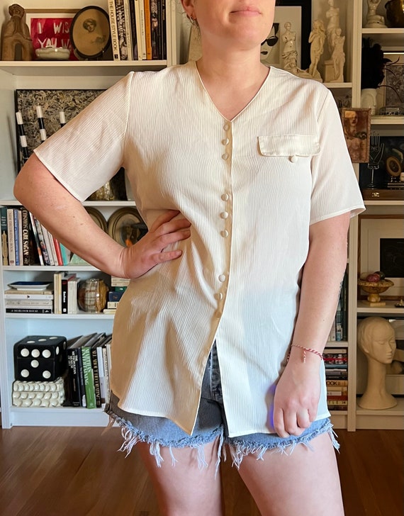 Vintage 90s cream button - Gem