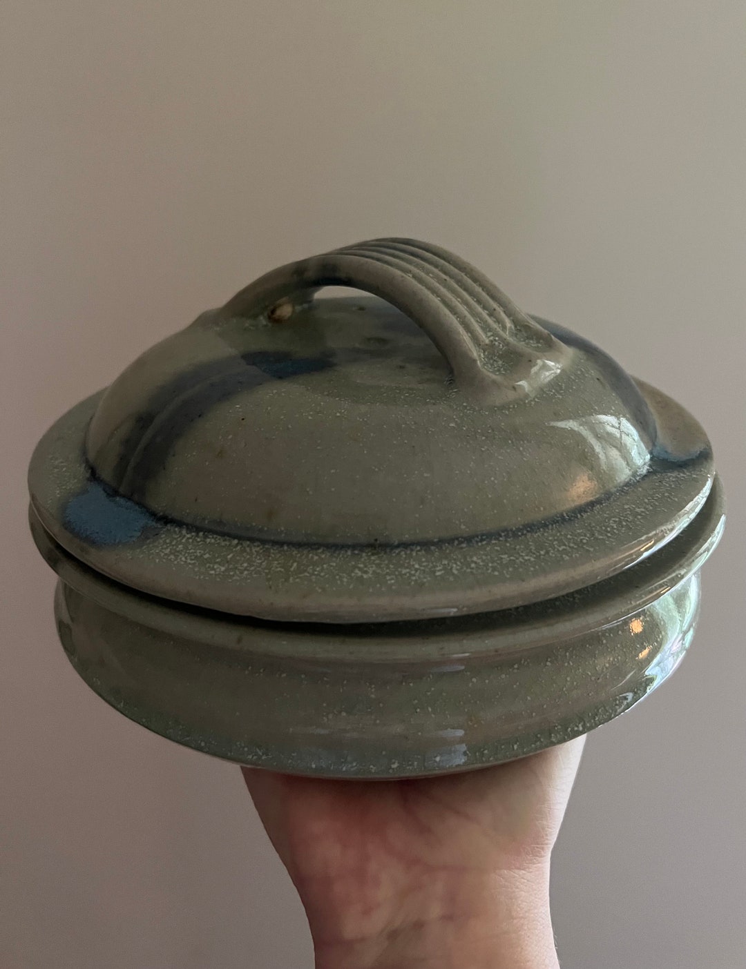 Vintage Ceramic Heavyweight Pottery Lidded Bowl - Etsy