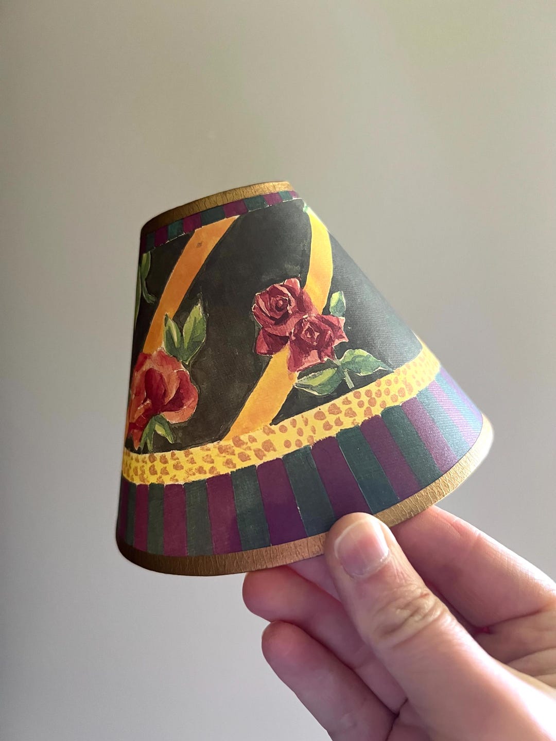 Vintage Red Rose With Gold Trim Paper Clip on Lampshade - Etsy