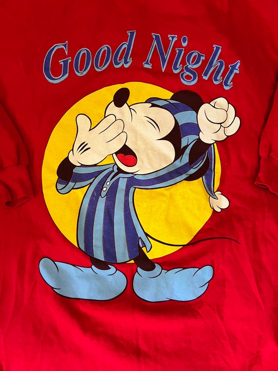 Vintage 1990s Red Mickey Mouse Goodnight Nightgown Dr… - Gem
