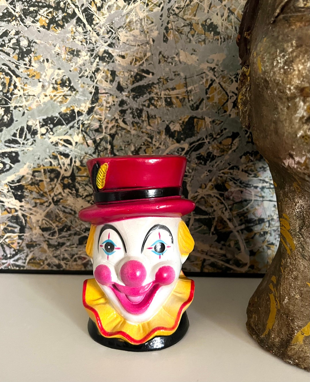 Vintage Plastic Clown Coin Bank - Etsy