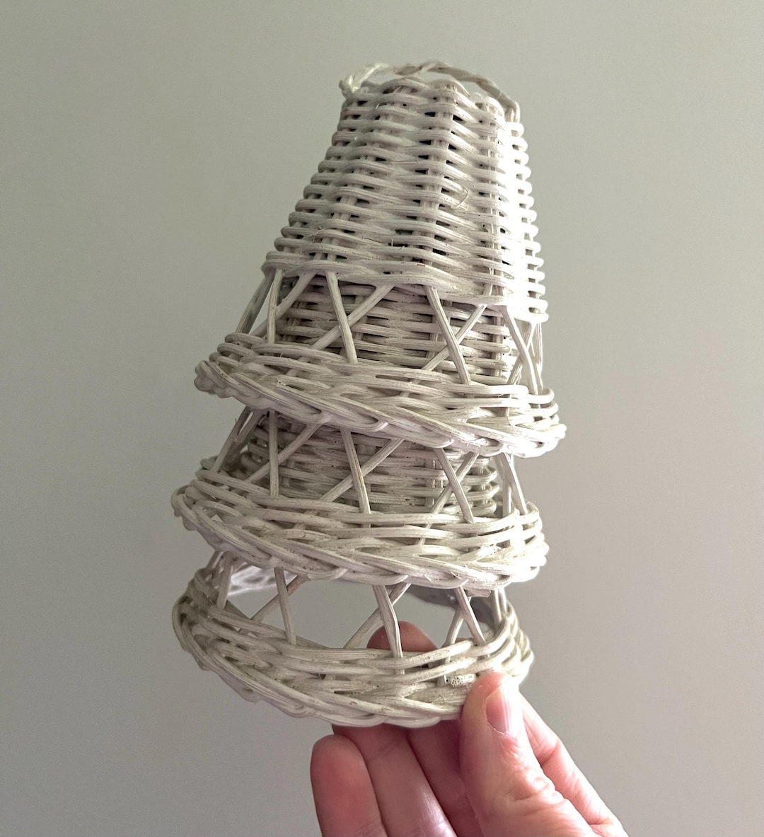 Vintage Set of Three White Wicker Holiday Bells / Christmas Holiday ...