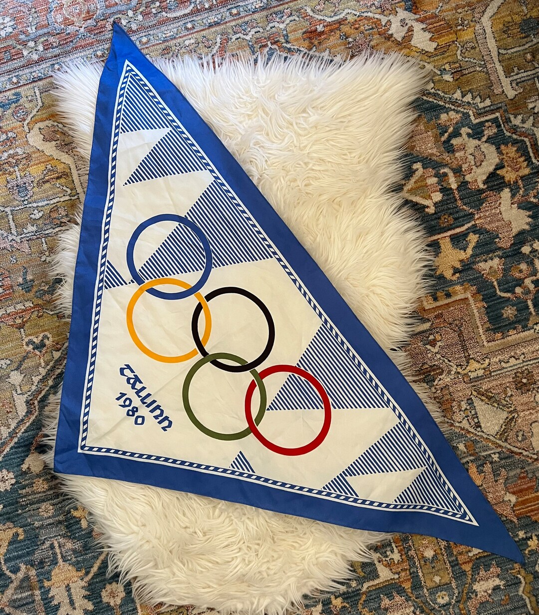 Vintage 1980 Tallinn Olympic Triangle Scarf - Etsy