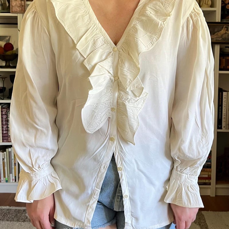 White Ruffle Blouse - Etsy