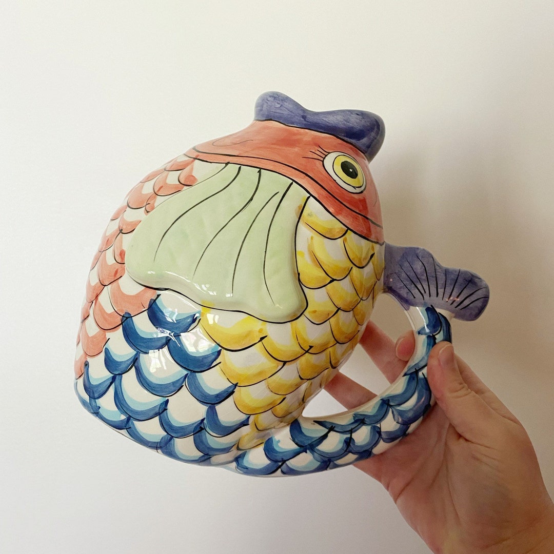 Vintage Ceramic China WCL Fish Pitcher - Etsy