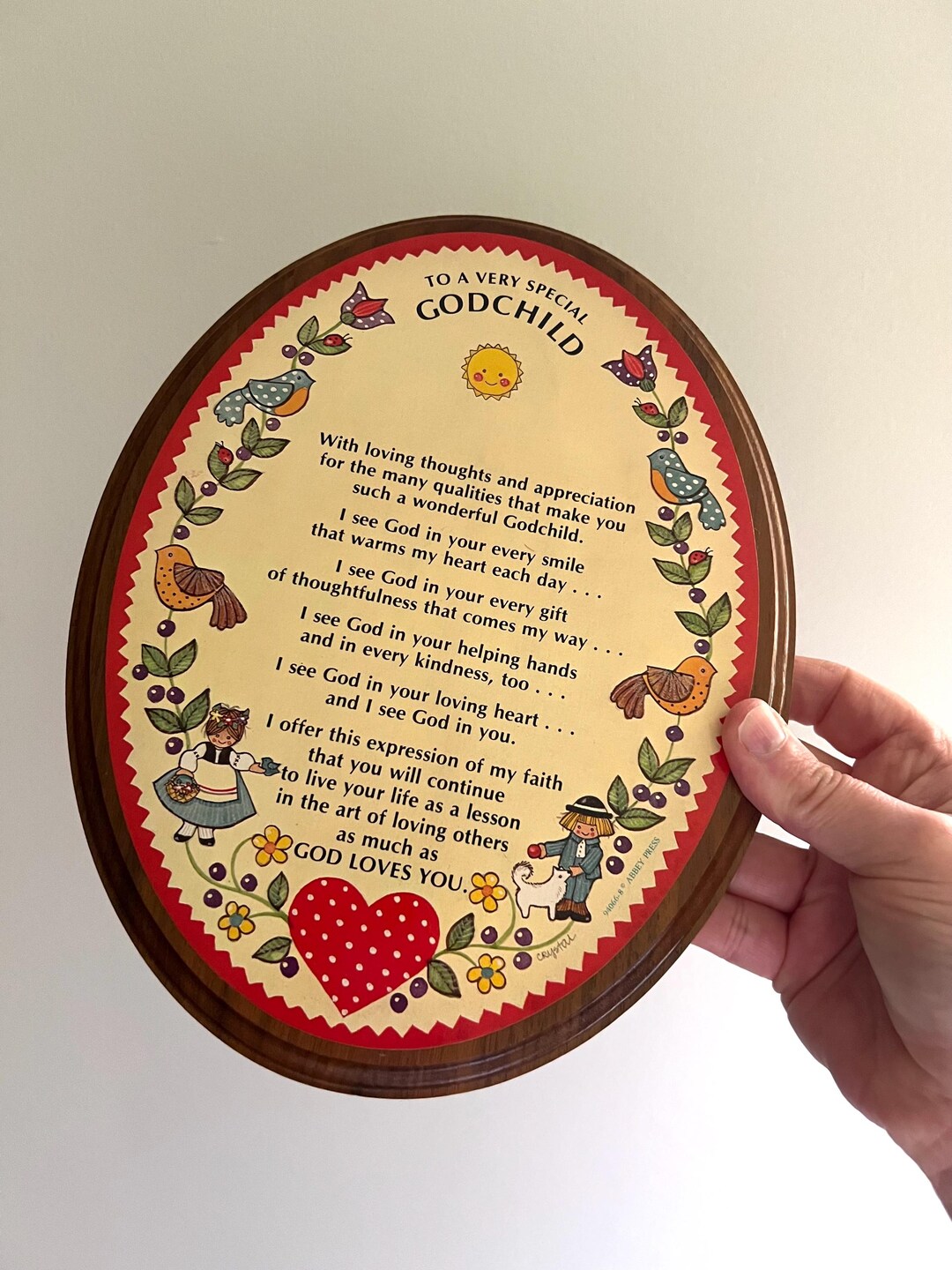 Vintage Godchild Wall Plaque: Heartfelt Retro Message by Abbey Press - Etsy