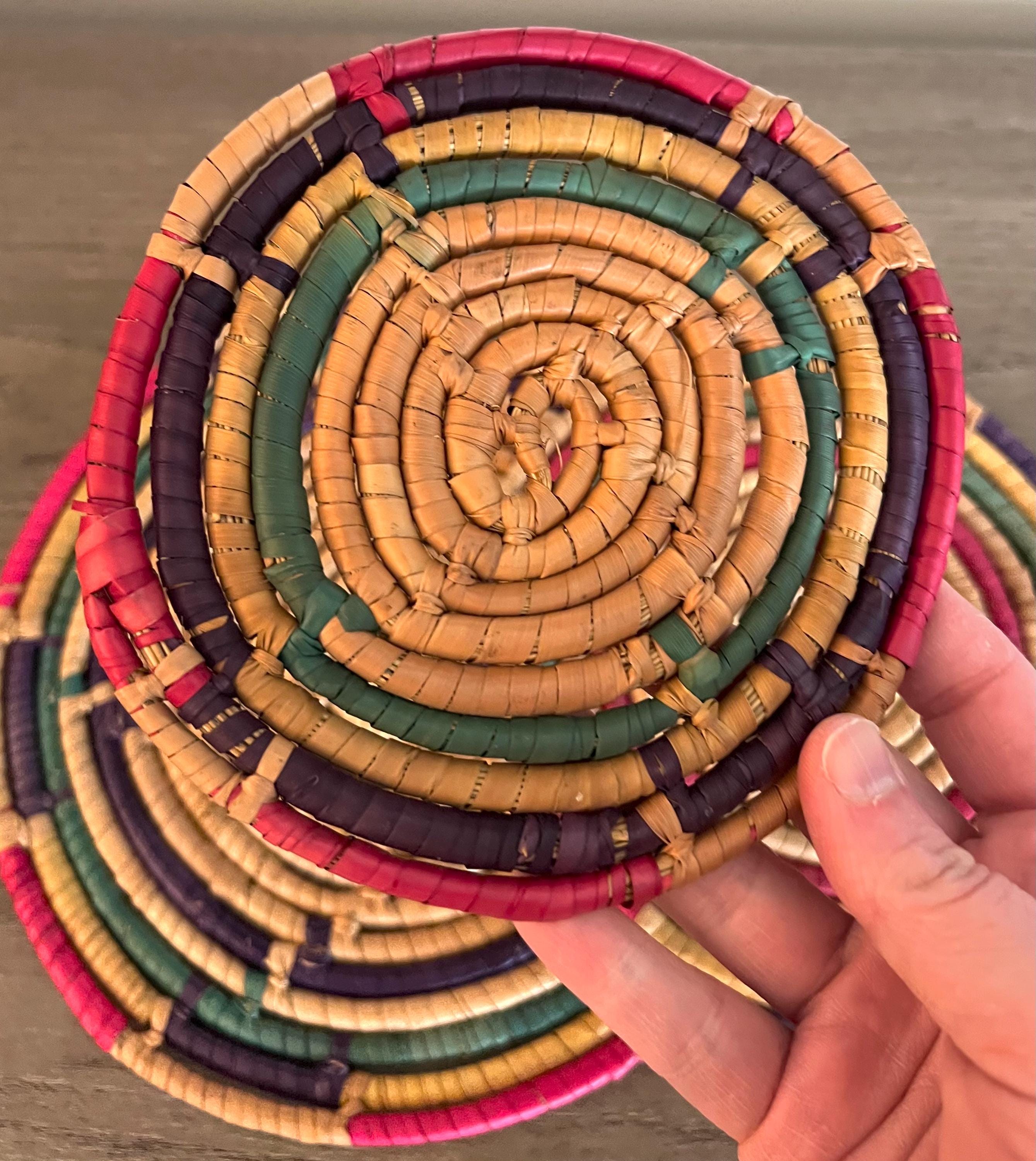 Vintage 1970s Straw Trivets Set of 3 / Round Woven Bohemian Kitchen ...