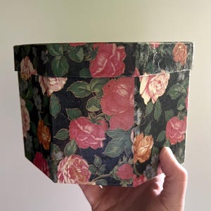 Vintage 1980s Cardboard Storage Dark Floral Nesting Boxes / Shabby Chic ...