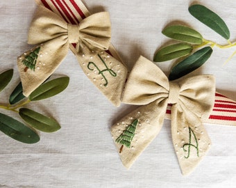 Beaded Initial Hand Embroidered Bow - Etsy