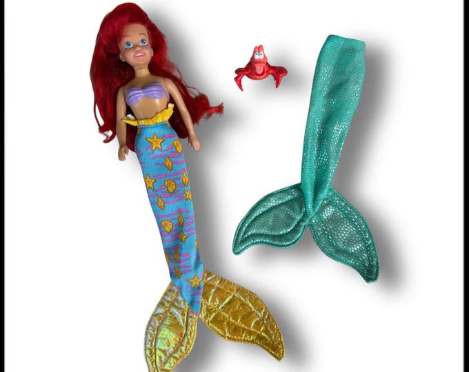 Disney the Little Mermaid Ariel Doll Tyco 9.5" W/ Extra Tail ...