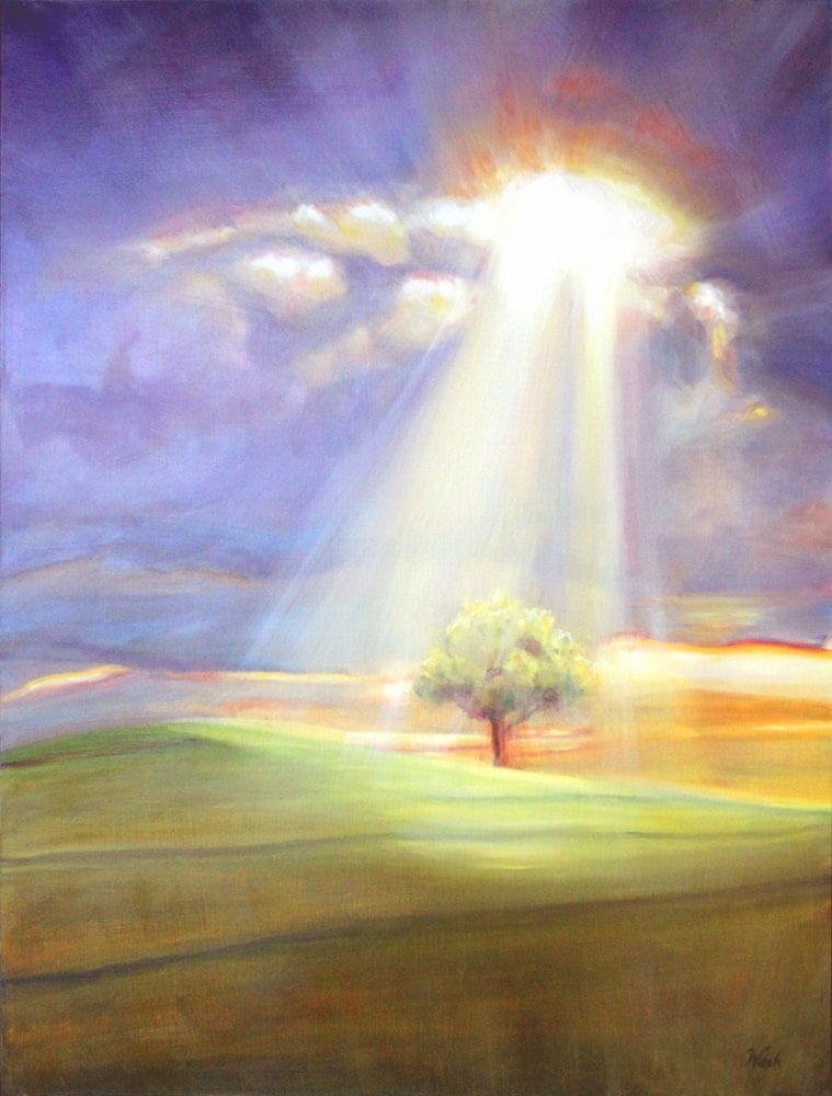 Original Oil Painting: Rays of Sun on a Single Tree "sunburst" - Etsy