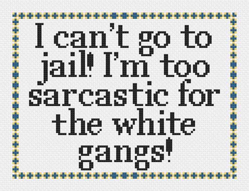I Can't Go to Jail PDF Cross Stitch Pattern | Etsy
